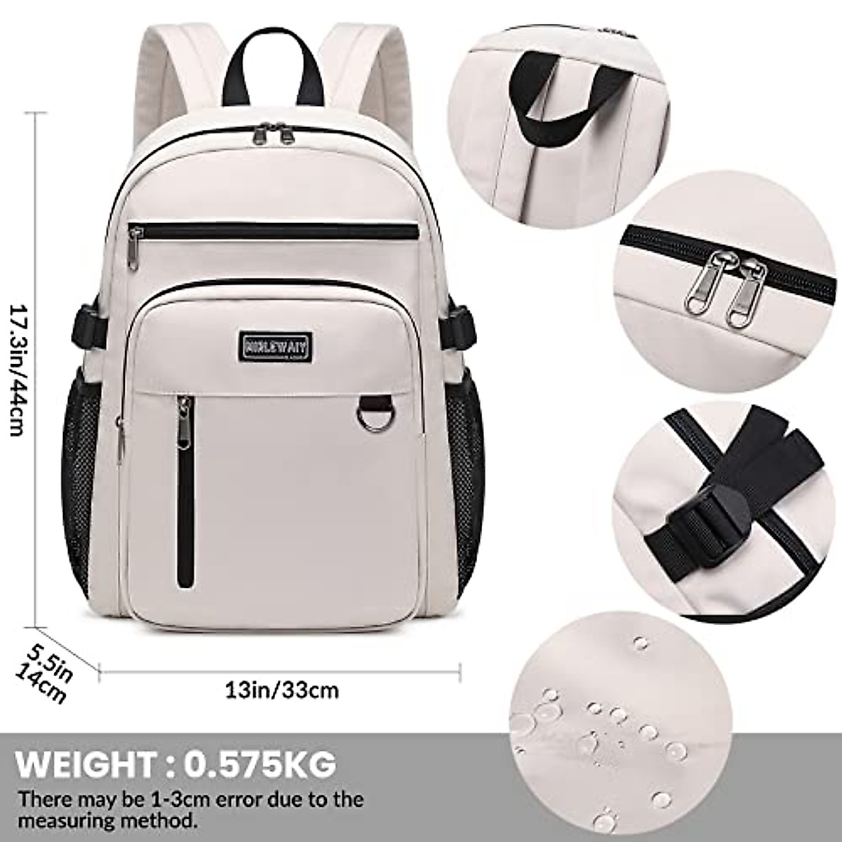 MIRLEWAIY Fashion Casual Daypack Girls Backpack Ultra-Lightweight School Bookbag Work Bag For High School Yong Teenagers, Beige
