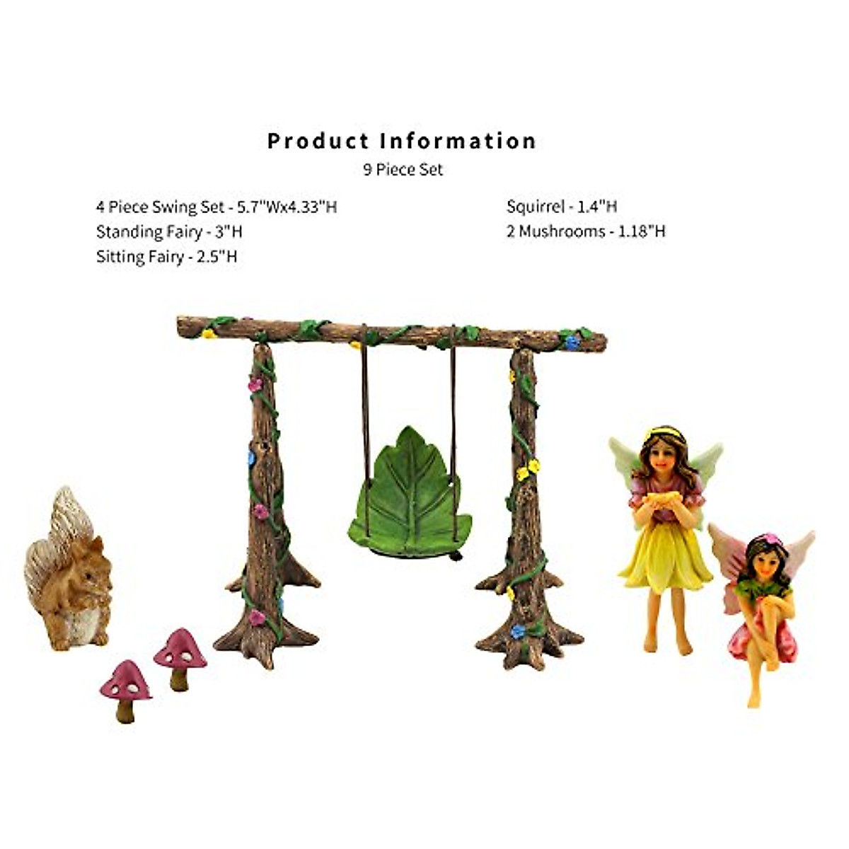 PRETMANNS Fairies for Fairy Garden - Outdoor Fairy Garden Accessories with Fairy Garden Fairies - Fairy Garden Kit - Miniature Garden Fairy Figurines & Fairy Garden Swing - 6 Items
