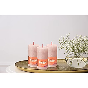 BOLSIUS 4 Pack Misty Pink Rustic Pillar Candles - 2 X 4 Inches - Premium European Quality - Natural Eco-Friendly Plant-Based Wax - Unscented Dripless Smokeless 30 Hour Party Décor and Wedding Candles