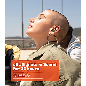 JBL Live Free 2 - True Wireless Noise Cancelling Earbuds, Up to 35hrs of Playtime, 6 mics for Perfect Calls with Zero Noise, IPX5 Waterproof, Oval Tubes for Better Comfort, Isolation, & bass (Blue)