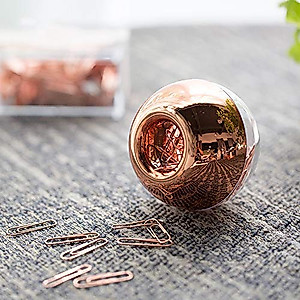 MultiBey NE0600607 Light Luxury Fashion Paper Clips, Rose Gold Edition, In Round Paper Clip Holder With Magnetic Lid, 28 mm, 100 Piece Per Box