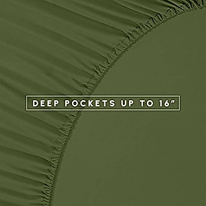 Elegant Comfort® Wrinkle Resistant - Silky Soft Dobby Stripe Bed-in-a-Bag 8-Piece Comforter Set -HypoAllergenic - Full/Queen, Sage