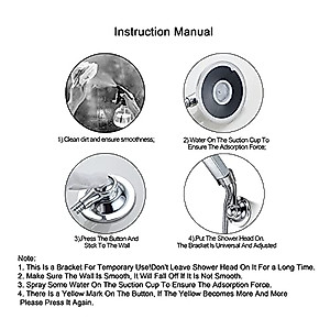 Bafeel Shower Head Holder Suction Cup Handheld Bracket Adjustable Height Shower Holder, Multi-Directional Removable Wall Mounted Suction Bracket