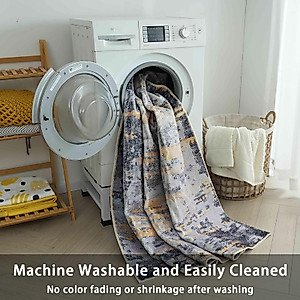 Eroyat Soft Non-Slip Non-Shedding Area Rug, 5x7ft Comfortable Washable Area Rugs,Medium Sized Indoor Rugs for small Living Room, Kitchen, Bedroom, Bathroom, Modern Home Decor Rugs,Line-Golden.