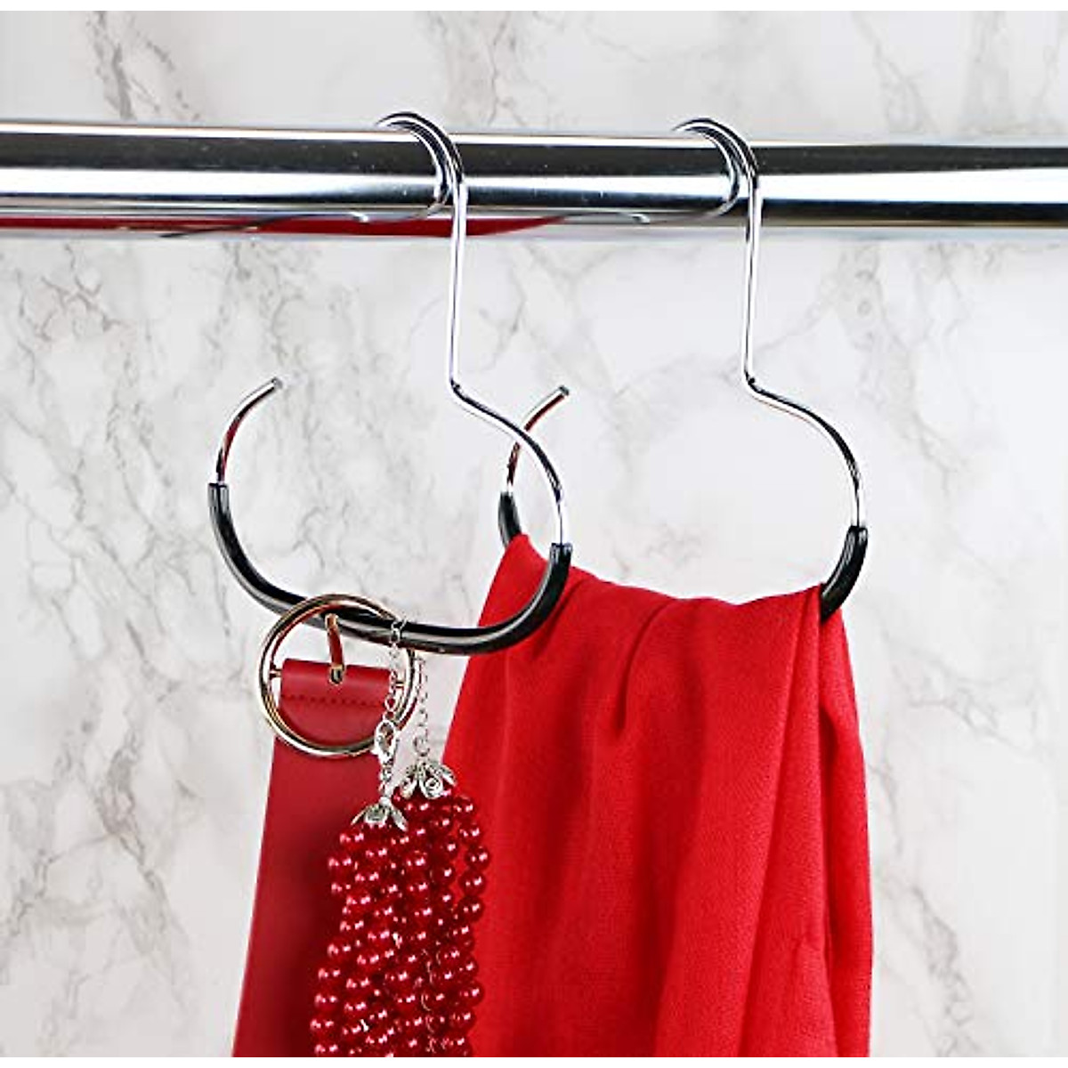 Mawa by Reston Lloyd Accessory Non-Slip Space-Saving Clothes Hanger Hook for Scarves, Style G1, Set of 5, Black