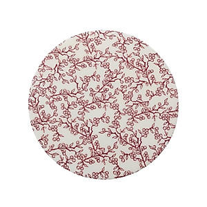 Creative Co-Op Enameled Mango Wood Pedestal with Berry Pattern, Burgundy and Cream