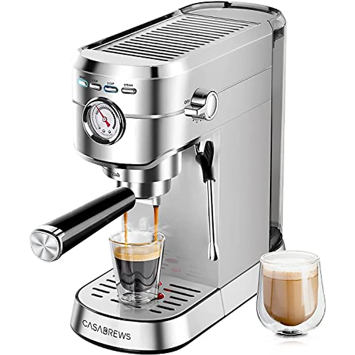 CASABREWS Espresso Machine 20 Bar, Professional Espresso Maker with Milk Frother Steam Wand, Compact Espresso Coffee Machine with 34oz Removable Water Tank for Cappuccino, Latte, Gift for Dad or Mom