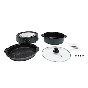 1350W 4.2Qt Electric Hot Pot with Lid, Electric Skillet, Adjustable Temperature, for Boiling Steaming Baking, 12.8 * 8.66 * 11.42 inch, 110V, Aluminum, Iron