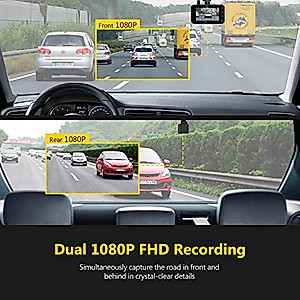 Z-Edge WiFi Dash Cam, 1920x1080P FHD, Front and Rear Dash Cam, Dual Cam, Car DVR, Night Vision, Parking Mode, G-Sensor, Loop Recording