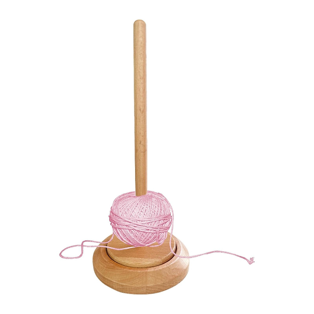 B Baosity Wooden Yarn Ball Holder Embroidery Accessory Roll Paper Towel Holder Reusable Presents Portable Rotatable Yarn Dispenser for Knitting Lovers