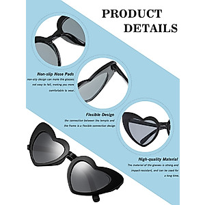 Flutesan 24 Pair Bachelorette Sunglasses Heart Sunglasses Retro Heart Shaped Eyewear Vintage Cat Style Glasses for Women(Black)