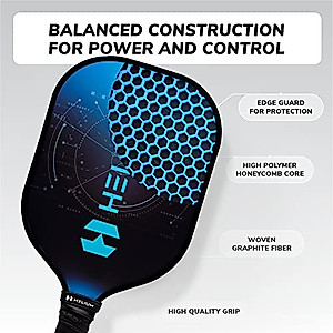 Helium Versus Pickleball Paddle Set of 2 - USAPA Certified - Graphite Fiberglass Surface, Lightweight Honeycomb Core - 2 Rackets, 4 Balls, 1 Sports Bag