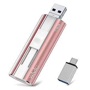 USB 3.0 Flash Drives 128GB, Y-Disk Photo Stick External Storage Memory Stick Compatible with Phone, iPad, Android, PC and More Devices (Pink)