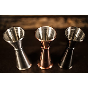 BARIANTTE Rose Gold Cocktail Jigger for Bartending, Jigger with Measurements Inside Double Jigger 2 oz 1 oz, Japanese Jigger Cocktail Measuring Cup, Bar Jigger Shot Measure Jigger Liquor Measurer