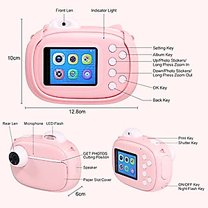 QSYY Children's Instant Camera 40MP Dual Lens 2.4 Inch Screen 32G Memory Card 33 Rolls of Printing Paper Colored Pencil Backpack Lanyard,Blue