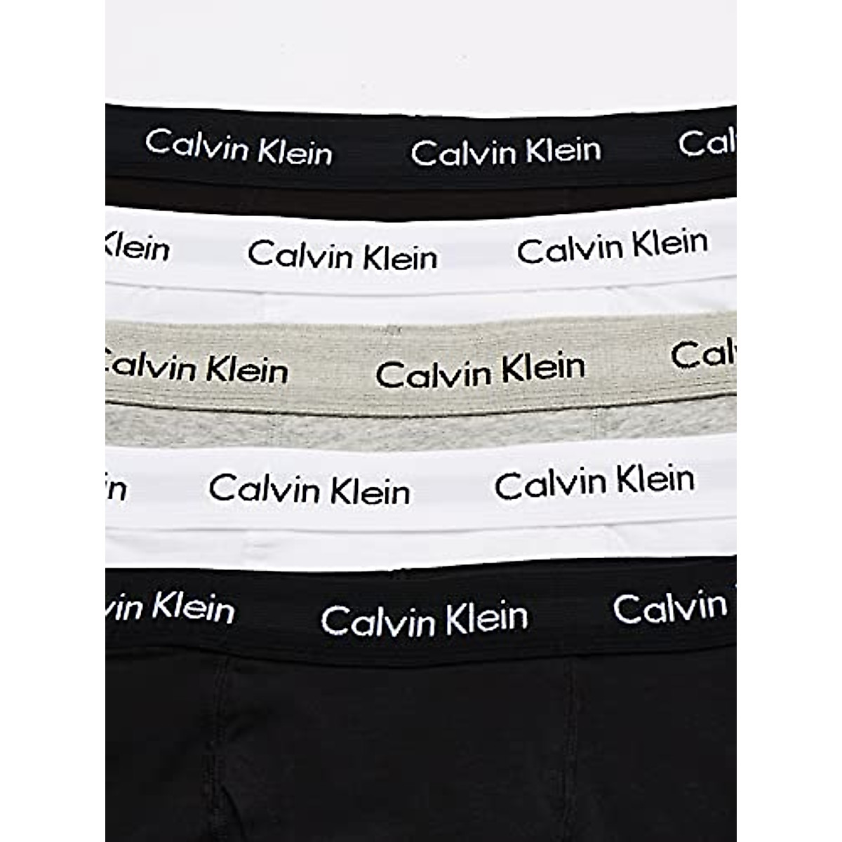 Calvin Klein Men's Cotton Stretch 5-Pack Boxer Brief, 2 Black, 2 White, 1 Grey Heather, L
