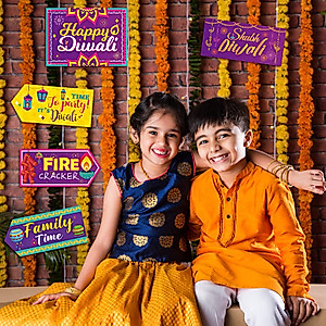 20 Pieces Diwali Decoration Happy Diwali Party Yard Sign Signs Diwali Photo Booth Props Holiday Party Decoration for Diwali Party Supplies
