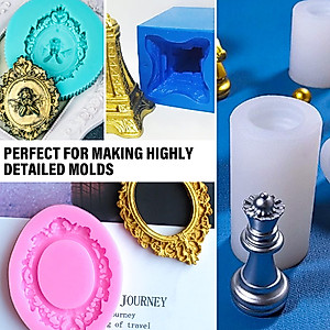 Silicone Mold Making Kit, 30A Blue Platinum RTV-2 Liquid Silicone Rubber 2.6LB for Casting Resin, Soap, Candle, Clay, DIY Molds -1:1 by Volume with Tool 4 Cups,4 Sticks,2 Droppers,1 Pair Gloves