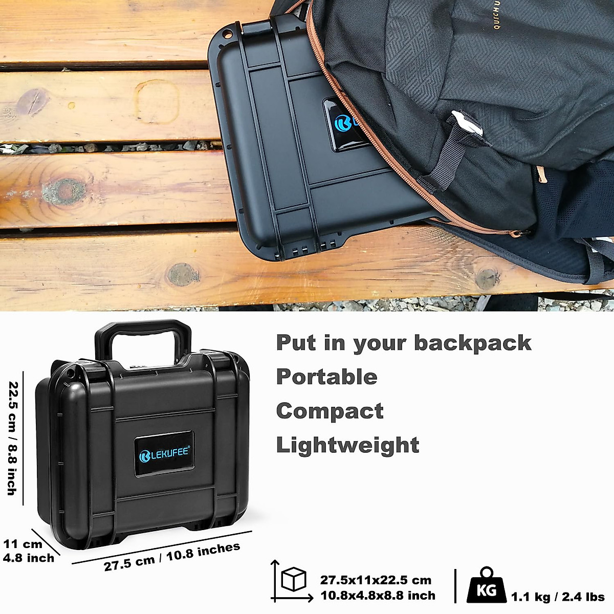 Lekufee Waterproof Hard Case Compatible with Gopro Hero 12/11/10/9/8/Media Mod/Gopro Volta/Creator Edition/Action Camera and Other Accessories(Case Only)