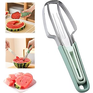 LP&MA-Watermelon Cutter Slicer, 3-in-1 Watermelon Cutter Slicer Tool, Stainless Steel Watermelon Popsicle Cutter Watermelon Fork Slicer Cutter Melon Cutter Watermelon Knife Fruit Cutter