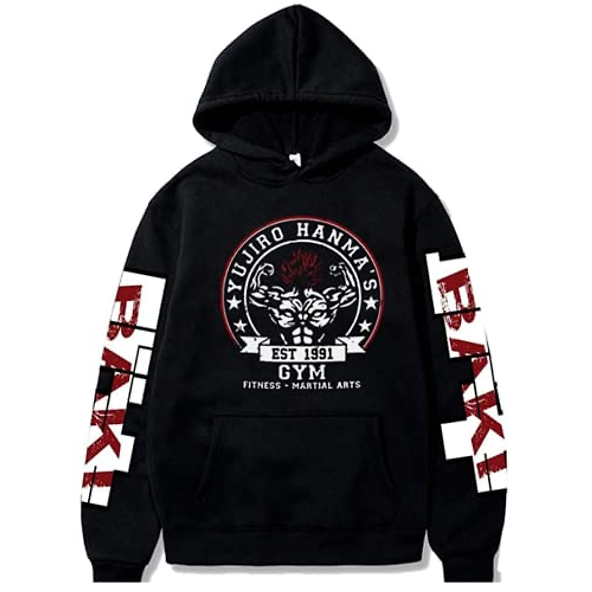 WYLINGER Japan Anime New 2D Prited Yujiro Baki Hanma Hoodie women men Harajuku Unisex Pullover Uomini Top (black,XX-Large)