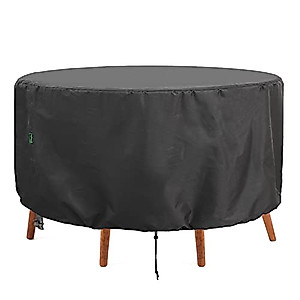 Yougfin Round Patio Table Cover, 420D Patio Furniture Covers Waterproof, Outdoor Table and Chairs Cover, 84''D x 28''H