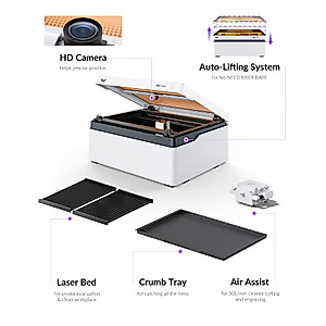 WECREAT Laser Engraver with Air Assist, 20W(20,000mW) Desktop Diode Laser Engraver and Cutter with Auto-Lifting Enclosure for Wood Acrylic Metal Leather DIY