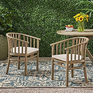 Topotdor Outdoor Chair Cushions Set of 2, Waterproof Patio Chair Cushions for Outdoor Furniture, Round Corner Seat Chair Pads with Ties for Patio Garden Dining Office, 17"x16"x2", Beige