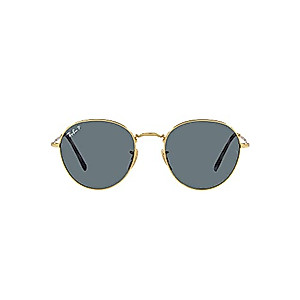 Ray-Ban RB3582 David Round Sunglasses, Gold/Dark Blue Polarized, 53 mm
