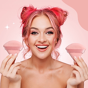 MOTZU 12 Pieces Pure Cotton Powder Puff, Made of Cotton Velour in Triangle Wedge Shape Designed for Contouring, Under Eyes and Corners, 2.76 inch Normal Size, with Strap, Makeup Tool For Cosmetic