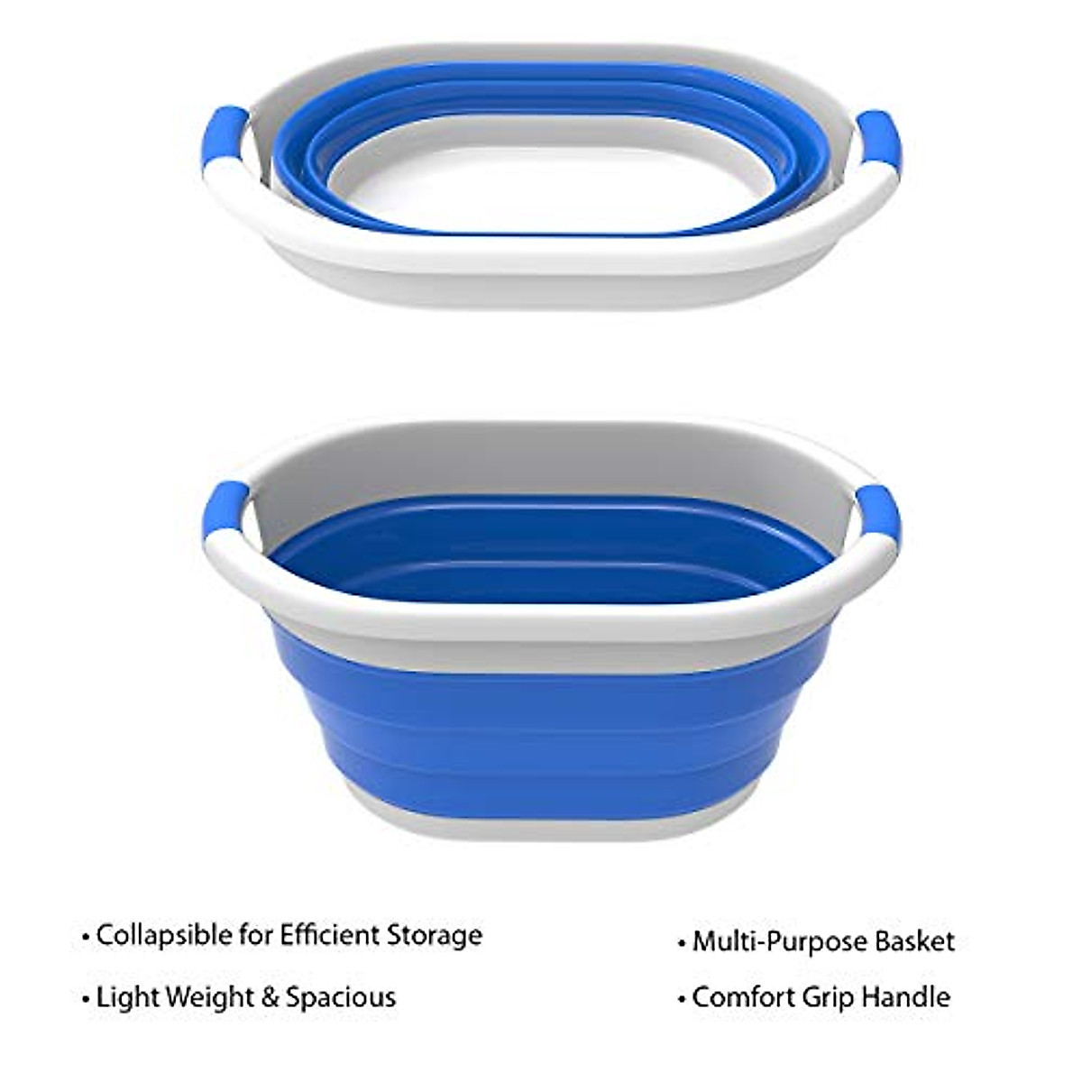 Collapsible Laundry Basket- Space Saving Pop Up Clothes, Multiuse Organizer/Storage Container with Comfort Grip Handles by Lavish Home (Blue)