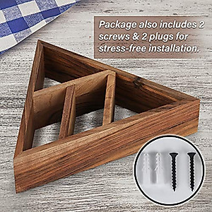 Curawood Triangular Crystal Display Shelf - Wooden Triangle Shelf for Crystals - Crystal Holder for Stones Display - Altar Crystal Wall Decor, Rock Display Shelf - Crystal Shelf Display for Stones