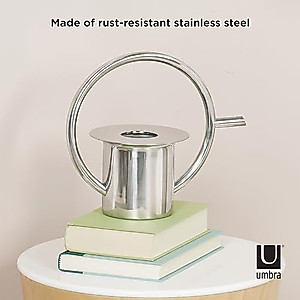 Umbra Quench Stainless Steel Watering Can, Pot for Outdoor or Indoor Plants, Medium