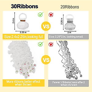 30 Pcs Romantic White No Mess Streamers, No Mess Confetti Poppers, Confetti Streamers No Mess, Party Poppers Streamers, Poppers Party Favors - Ideal for Wedding, Birthday, and Graduation Celebrations