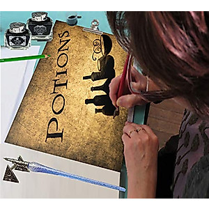 DAVELIOU 19-Piece Wizard Calligraphy Set for Beginners and Professionals, Creates Clean and Smooth Lines, Calligraphy Kit Includes Pens, Inks, Nibs, and Case (Blue & Silver)