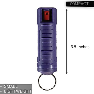 Police Magnum Keychain Pepper Spray Self Defense Belt Clips- Law Enforcement Strength OC- Safety Key Chains for Women & Men- Made in The USA-2 Pack Purple INJ