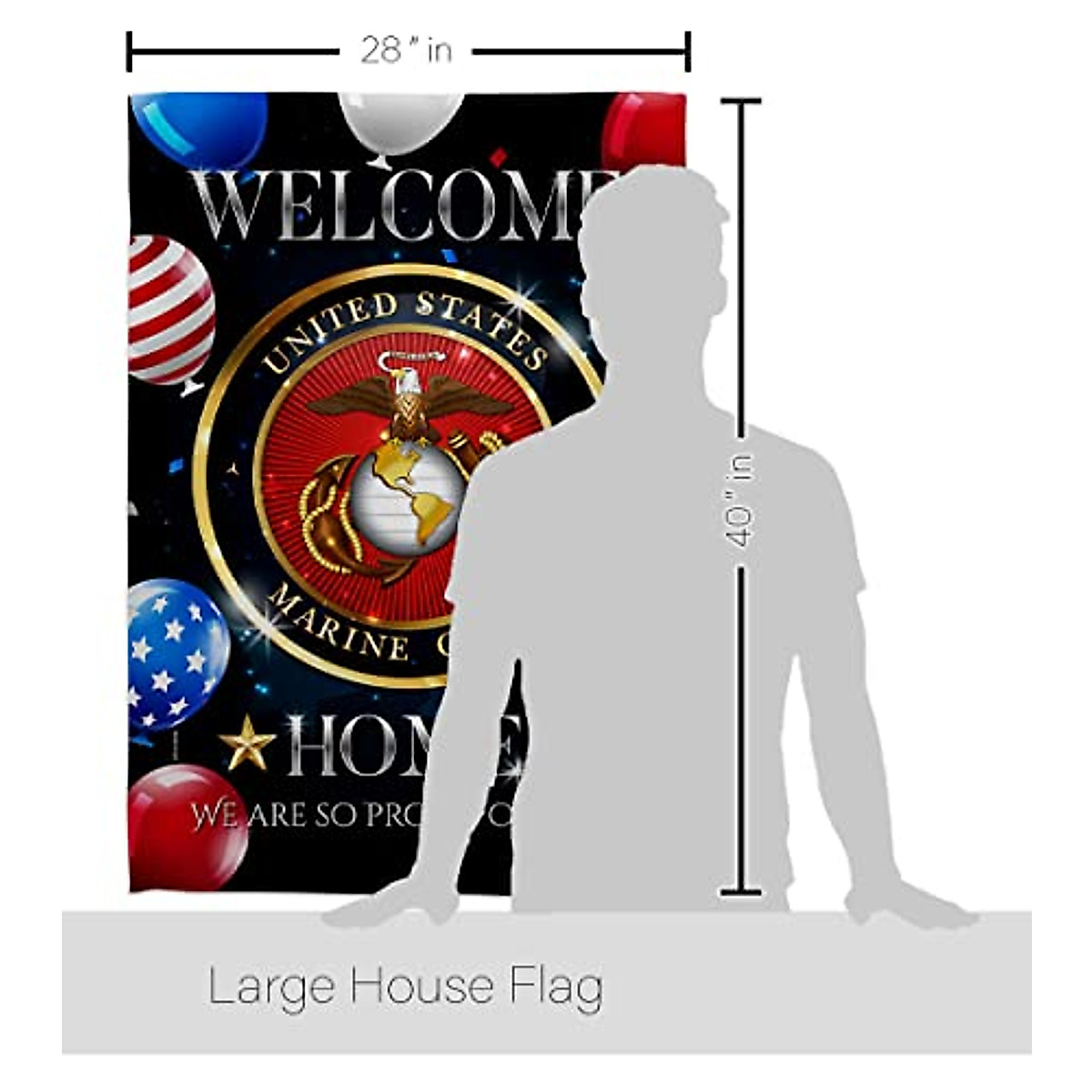 Welcome Home Marine Corp House Flag - Pack Armed Forces Corps USMC Semper Fi United State American Military Veteran Retire Official USA Applique - Banner Small Garden Yard Gift Double-Sided 28 X 40