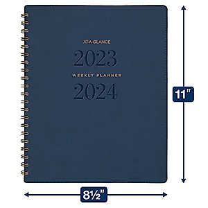 AT-A-GLANCE 2023-2024 Planner, Weekly & Monthly Academic, 8-1/2" x 11", Large, Signature Collection, Navy (YP905A20)