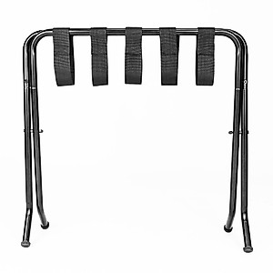 Guangshuohui Metal Folding Luggage Rack,26.77 x 15.75 x 22'' Portable Steel Folding Suitcase Stand for Guest Room Bedroom Hotel,Black