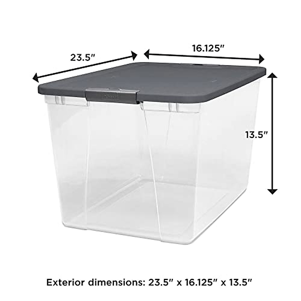 HOMZ 64 Quart Clear Storage Bins Stackable Containers for Organizing, w/ Secure Seal Latching Lid for Home, Garage, & Basement Organization (2 Pack)