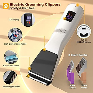 Pawaboo Dog Grooming Kit & Dog Hair Vacuum & Dog Dryer, Dog Grooming Clippers with Pet Grooming Tools for Shedding and Drying Pet Hair