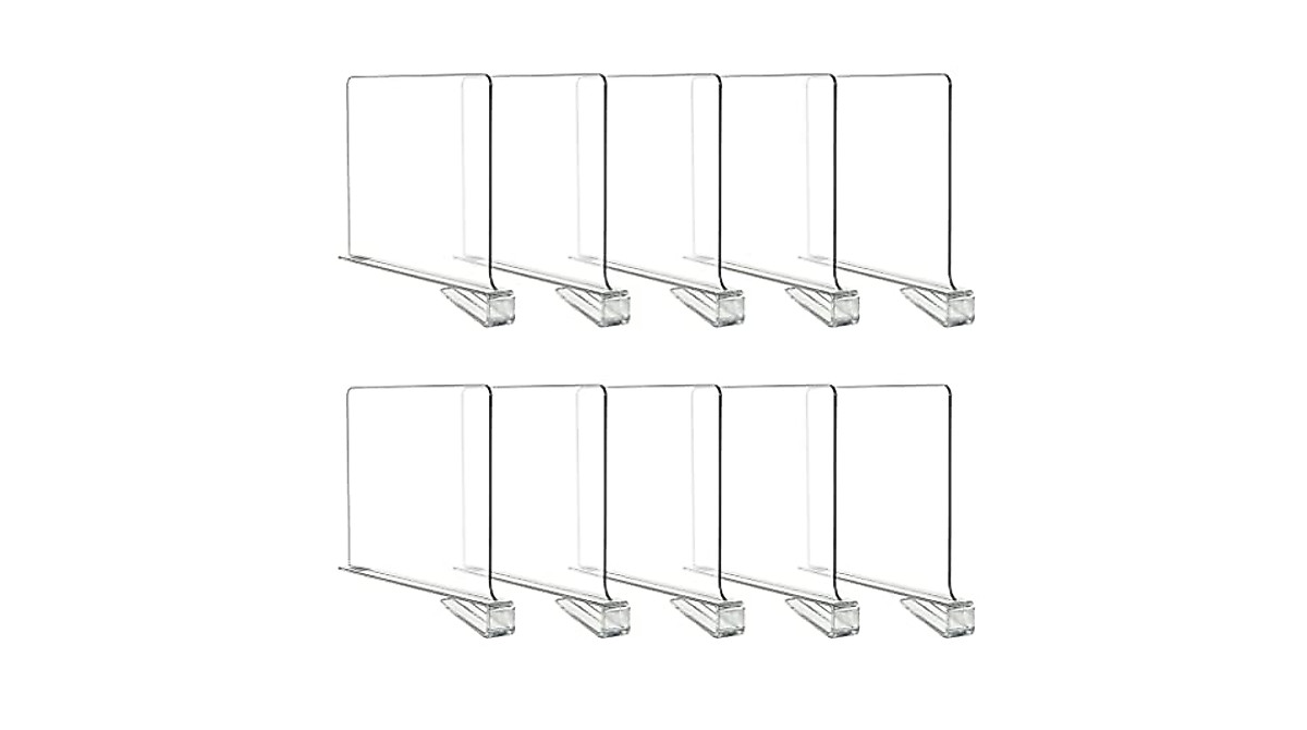 ArticYard Acrylic Shelf Dividers - 10 Clear Adjustable Organizers