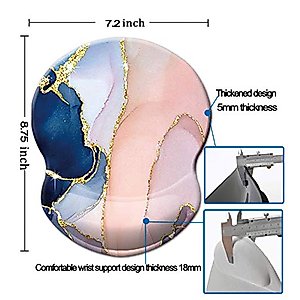 Mouse Pad with Wrist Support, Non Slip Mousepad Wrist Rest for Office, Computer, Laptop & Mac- Durable & Comfortable & Lightweight Ergonomic Support Mouse Mat (Pretty Marble-Wrist)