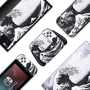 BelugaDesign Wave Switch Skin | Cool Sticker Wrap Vinyl Decal | Painting Japanese Water Ocean Cute | Compatible with Nintendo Switch (Switch Standard, Gray)