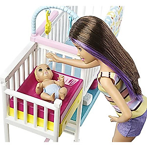 Barbie Skipper Babysitters Inc Dolls & Playset, Nap 'N Nurture Nursery, Skipper Doll, Baby Doll, Crib & 10+ Accessories, Working Bouncer