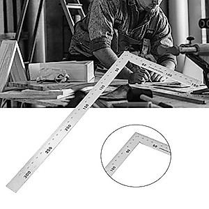 Bettomshin 1Pc L Shaped Ruler, 150x300mm Stainless Steel Straight Edge Ruler, 90 Degree Square Layout Tool, Thicken Right Angle Ruler Measuring Gauge for Carpenter Engineer, Random Font Color