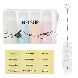 NELSHP Travel Bottles for Toiletries 2.9oz Tsa Approved Silicone Travel Size Containers Leak Proof Refillable Liquid Travel Accessories with Labels for Shampoo Conditioner(Blue/Pink/Orange/Ivory)