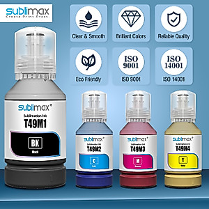 Sublimax Sublimation Ink for Epson EcoTank Supertank Printer with 4 Tapes Cyan-Yellow-Magenta-Black