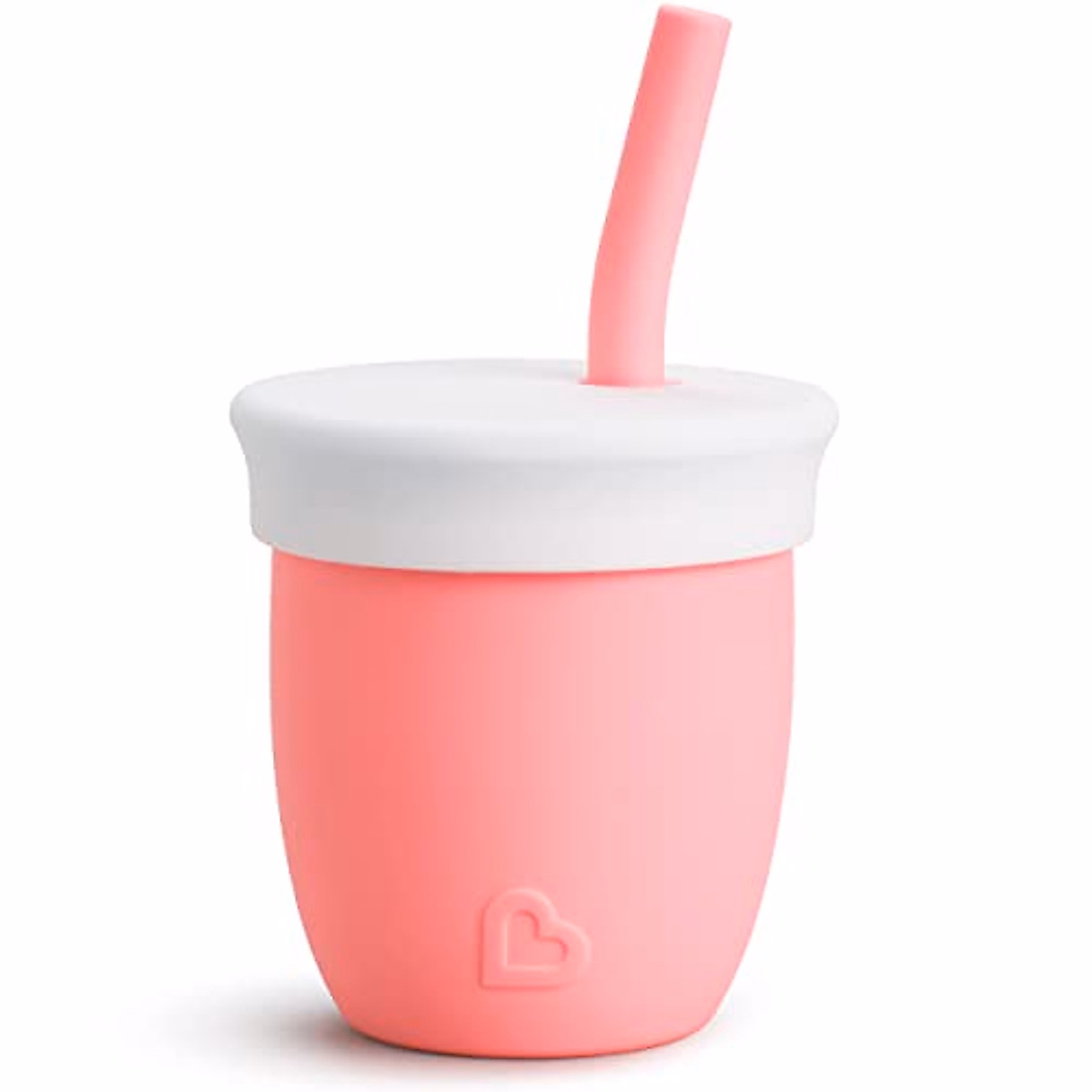 Munchkin® C’est Silicone! Open Training Cup with Straw for Babies and Toddlers 6 Months+, 4 Ounce, Coral
