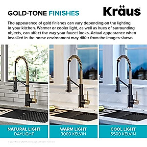 KRAUS Bolden Commercial Style 2-Function Single Handle Pull Down Kitchen Faucet in Brushed Brass/Matte Black, KPF-1610BBMB